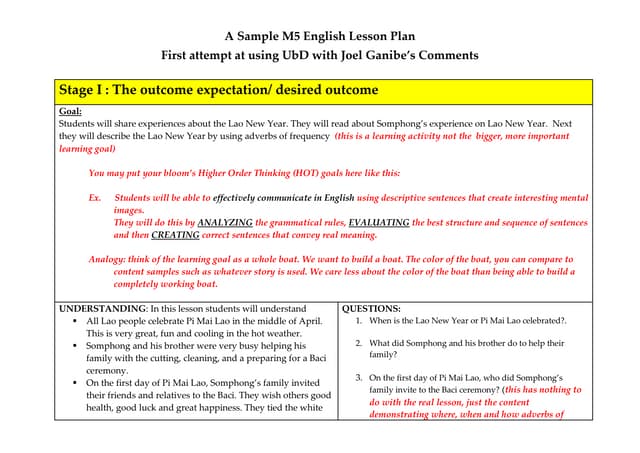 Semi detailed lesson plan for sentence structure | DOCX