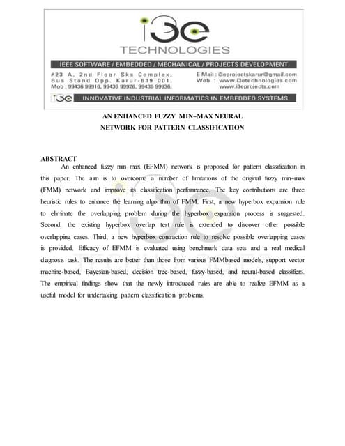 An Enhanced Fuzzy Minmax Neural Network For Pattern Classification Pdf