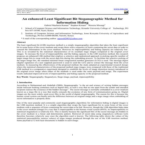 An Enhanced Least Significant Bit Steganographic Method For Information Hiding Pdf 6922