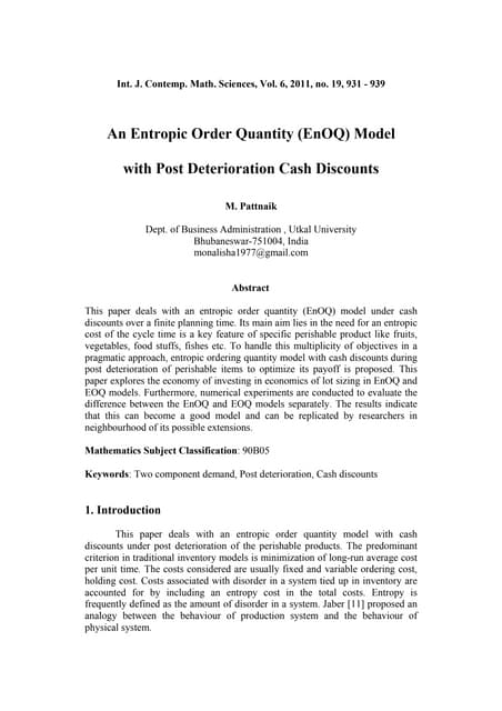 Modeling Of an Inventory System for Non-Instantaneous decaying Items with Partial Backlogging ...