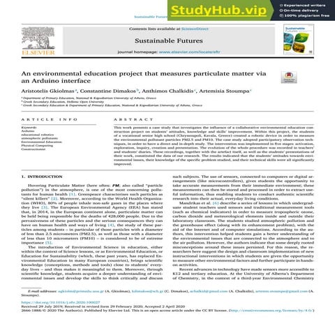 An Environmental Education Project That Measures Particulate Matter Via ...