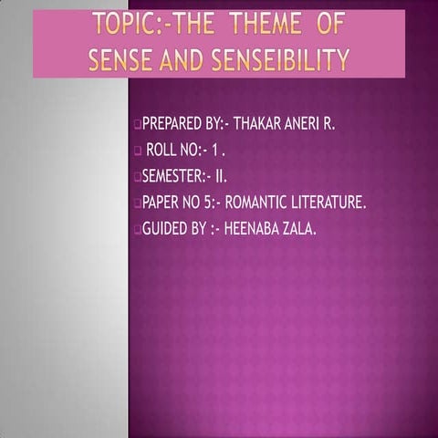 theme of sense and sensibility | PPT