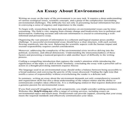 An Essay About Environment. Goucher College | PDF | Environment | Science