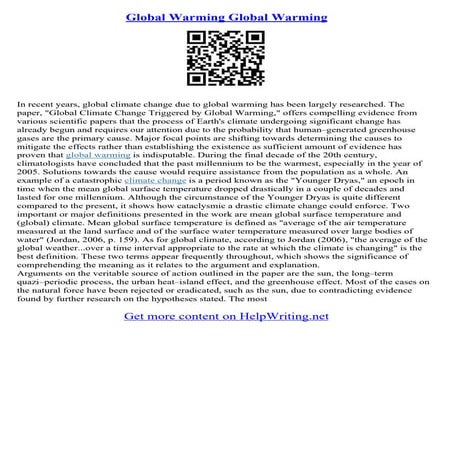 An Essay About Global Warming | PDF | Environment | Science