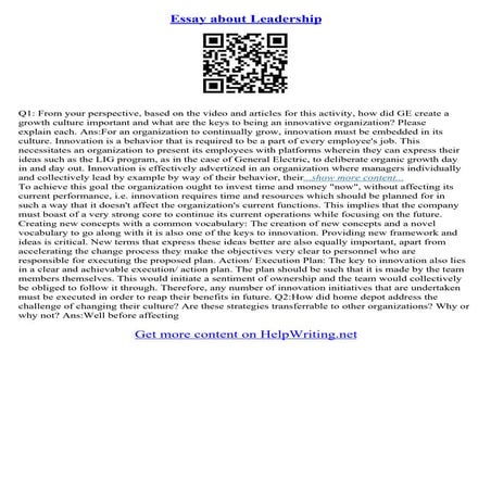 An Essay About Leadership | PDF