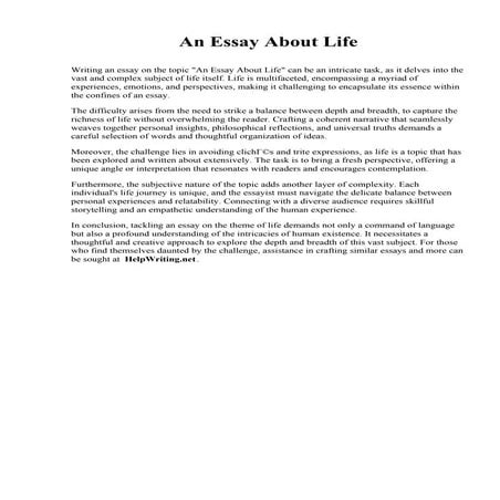 Purpose Of Life Essay | PDF