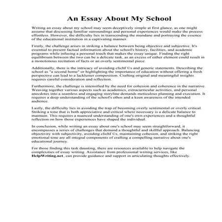 An Essay About My School | PDF