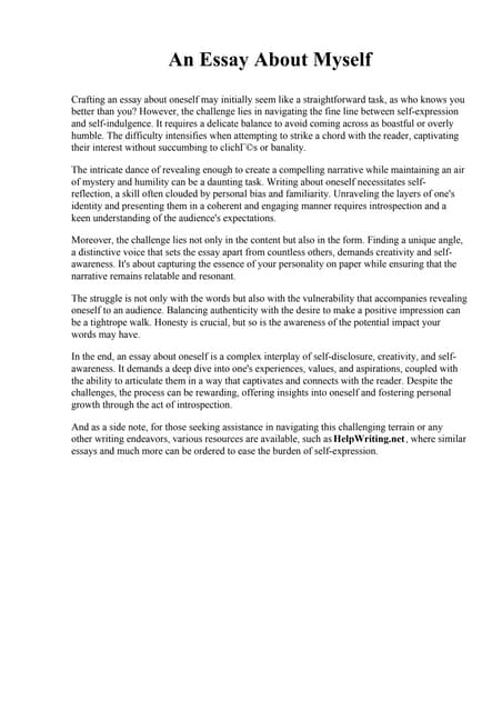 Sample Essay About Myself. Reedley College | PDF