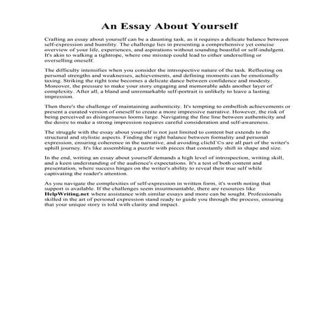 An Essay About Yourself. Myself essay in English 10 line on myself ...