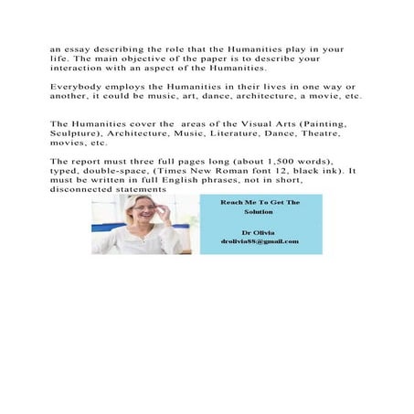 an essay describing the role that the Humanities play in your life. .docx