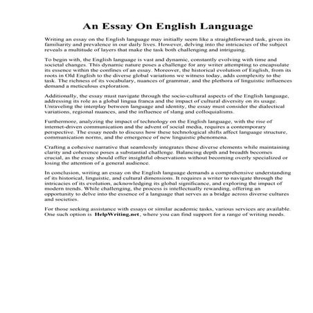 An Essay On English Language | PDF