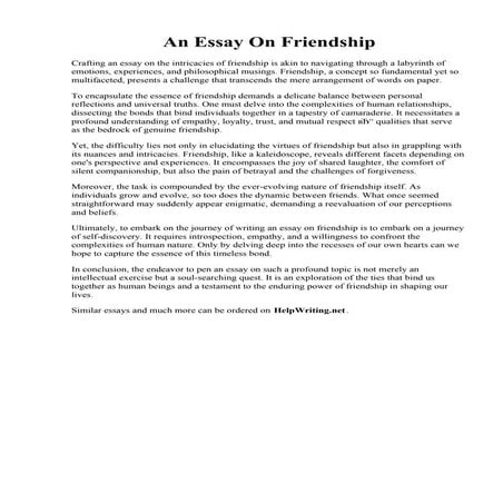 An Essay On Friendship | PDF
