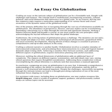 Essay On Globalization. New Jersey Institute of Technology | PDF