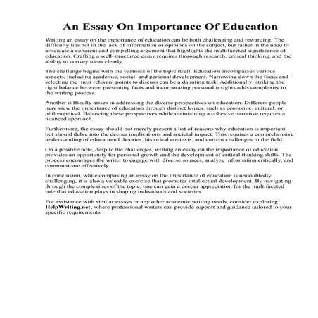 An Essay On Importance Of Education. PPT - Essay on Importance of ...