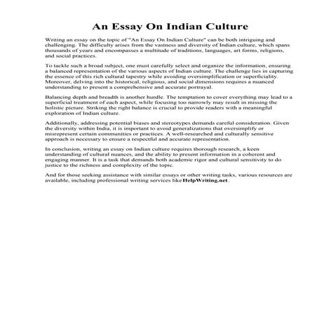 An Essay On Indian Culture | PDF
