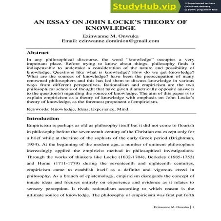 An Essay On John Locke | PDF