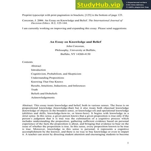 Difference Between Knowledge and Belief | PPTX