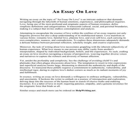 Love Essay Example | PDF