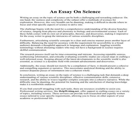 An Essay On Science | PDF | Action/Adventure | Genres