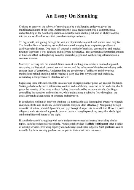 Cause And Effect Essay About Smoking | PDF | Smoking Cessation | Wellness