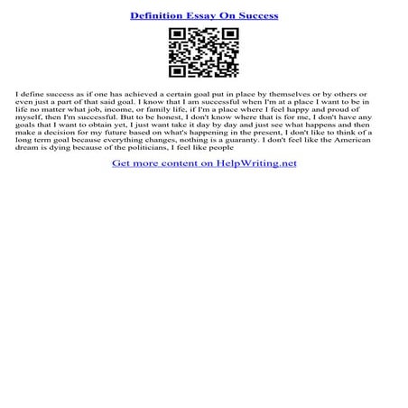 An Essay On Success | PDF