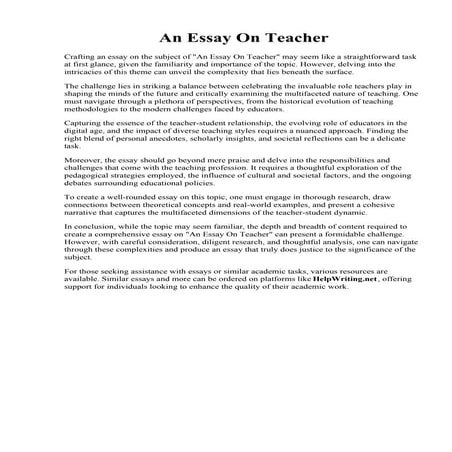 An Essay On Teacher | PDF