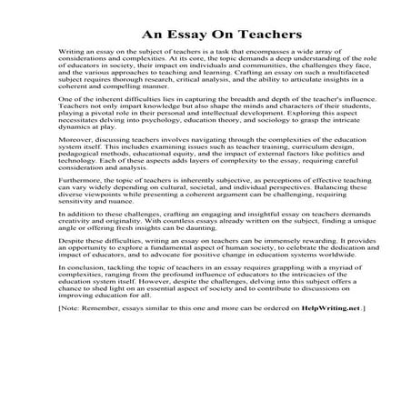 An Essay On Teachers. What Is A Teacher Essay Example Sitedoct.org