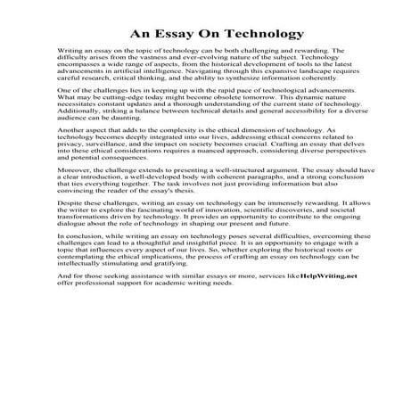 An Essay On Technology | PDF