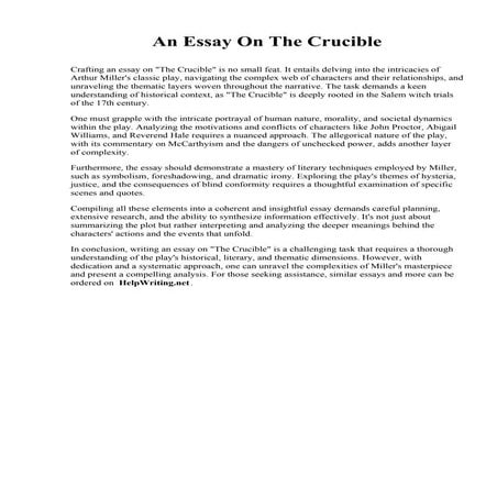 The Crucible Character Analysis Essay | PDF