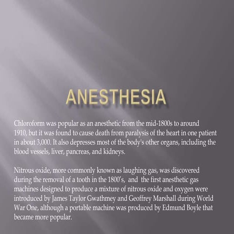 Anesthesia | PPTX | Surgery | Medical Health