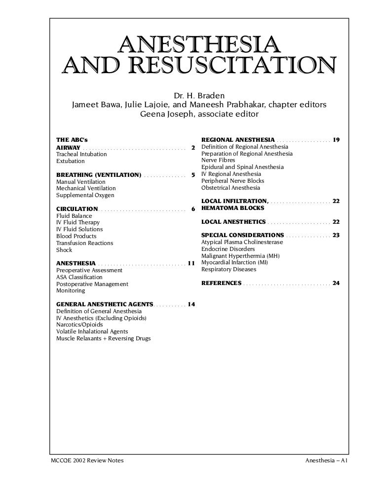 Anesthesia short reference copy