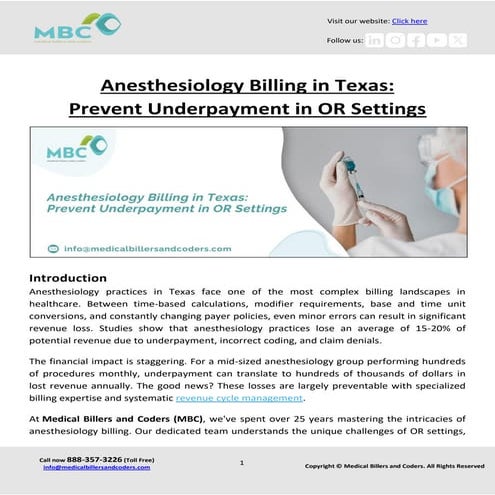 Enhancing Anesthesia Billing: Tips for Increased Reimbursement | PDF