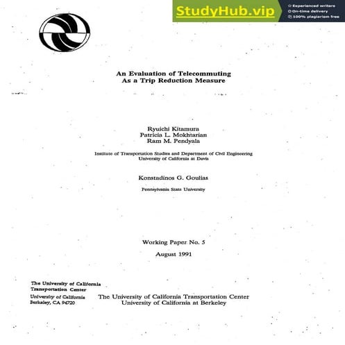 An Evaluation Of Telecommuting As A Trip Reduction Measure | PDF