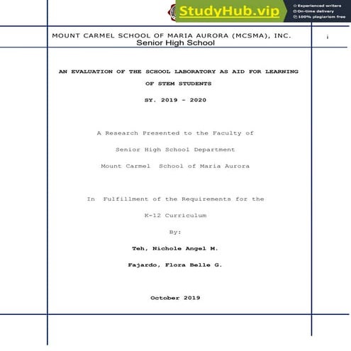 An Evaluation On The Science Laboratory As Learning Aid For STEM ...