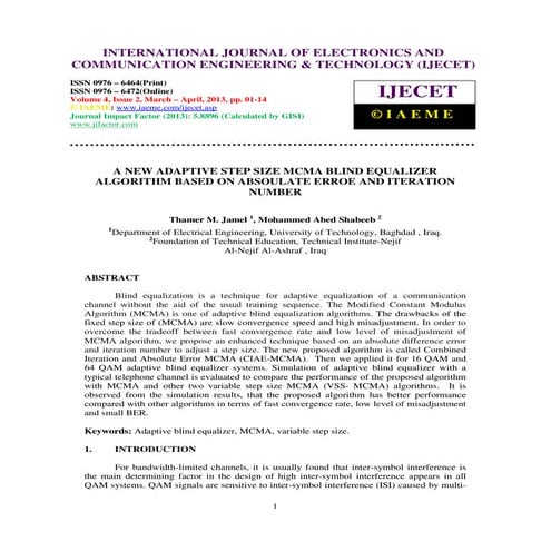 A New Adaptive Step Size Mcma Blind Equalizer Algorithm Based On