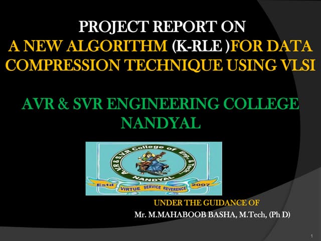 A New Algorithm For Data Compression Technique Using Vlsi Ppt