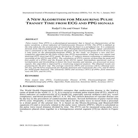 A NEW ALGORITHM FOR MEASURING PULSE-IJBES.pdf | Heart and Cardiovascular Diseases | Diseases and ...