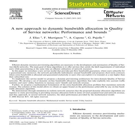 A New Approach To Dynamic Bandwidth Allocation In Quality Of Service Networks Performance And 2495