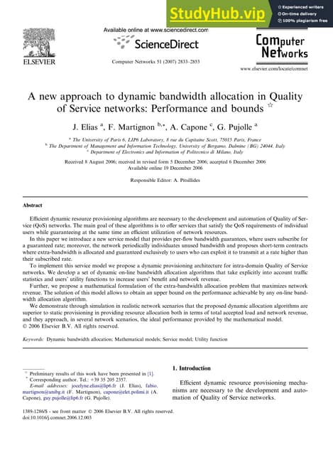 A New Approach To Dynamic Bandwidth Allocation In Quality Of Service Networks Performance And 2495
