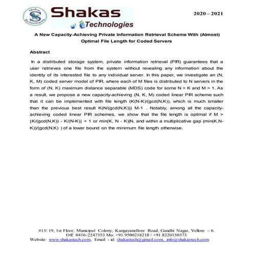 A New Capacity Achieving Private Information Retrieval Scheme With Almost Optimal File Length