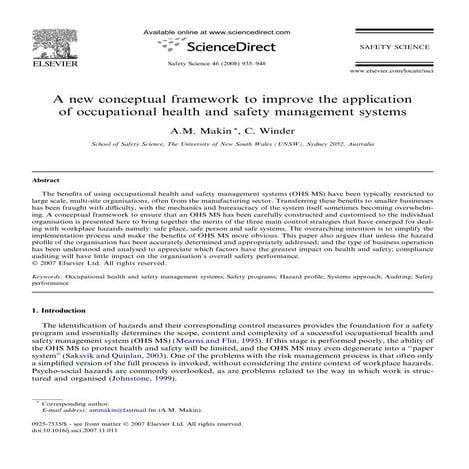 A new conceptual framework to improve the application of occupational ...