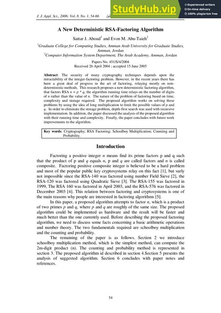A New Deterministic RSA-Factoring Algorithm | PDF A New Deterministic RSA-Factoring Algorithm | PDF