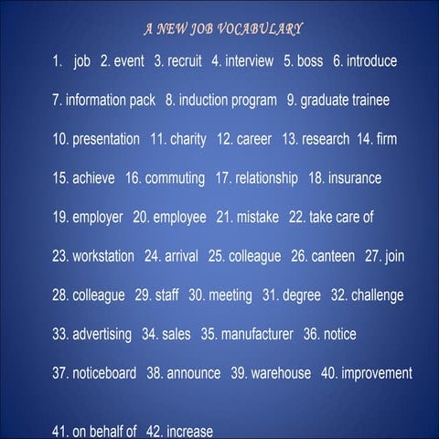 A New Job Vocabulary | PPT