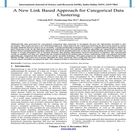 A New Link Based Approach For Categorical Data Clustering Pdf 