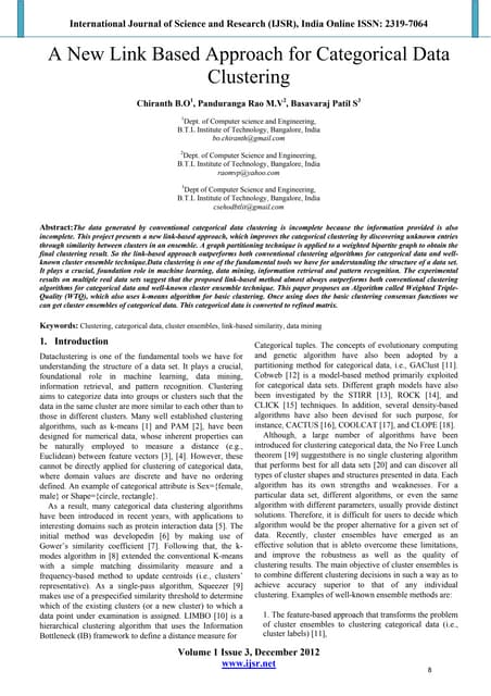 A New Link Based Approach For Categorical Data Clustering Pdf