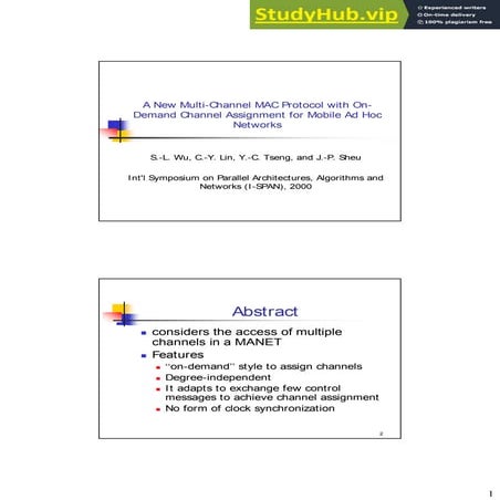 A New Multi-Channel MAC Protocol With On-Demand Channel Assignment For Multi-Hop Mobile Ad Hoc ...