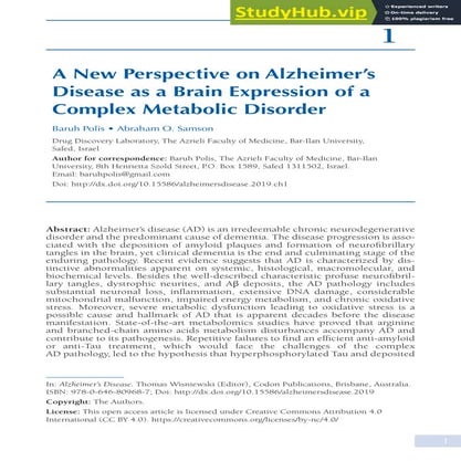 A New Perspective On Alzheimer S Disease As A Brain Expression Of A ...