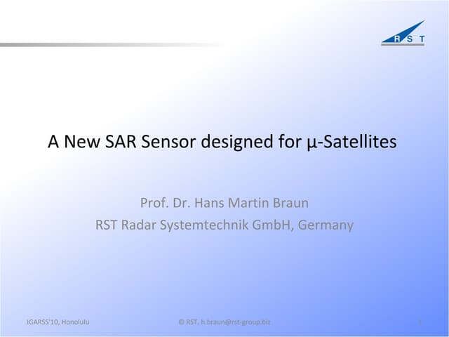 Mo4 L09 3 A New Sar Sensor Designed For Micro Satellites Ppt