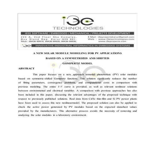 A new solar module modeling for pv applications based on a symmetrized and shifted gompertz ...
