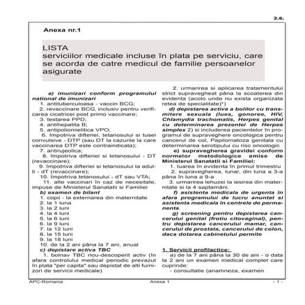 Anexa lista serviciilor acordate de medic | PDF